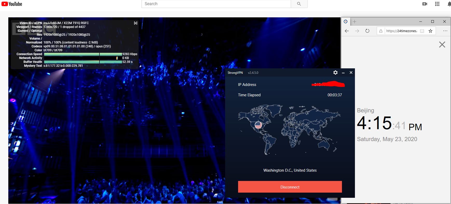 Windows10 StrongVPN IKEv2 USA-Washington DC 中国VPN 翻墙 科学上网 youtube测速 ...